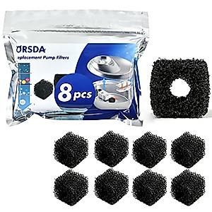 ORSDA Pet Water Fountain Replacement Pump F ilters - Compatible with ORSDA/ZeePet Stainless Steel Dog and Cat Water Fountain (8Pcs Black Pump F ilters)