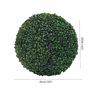 Jocund Artificial Topiary Ball, UV Protected 3 Layers Artificial Plant Topiary Ball Faux Boxwood Decorative Balls for Indoor, Outdoor, Garden, Wedding, Balcony, Backyard and Home Decor (Green -36cm)