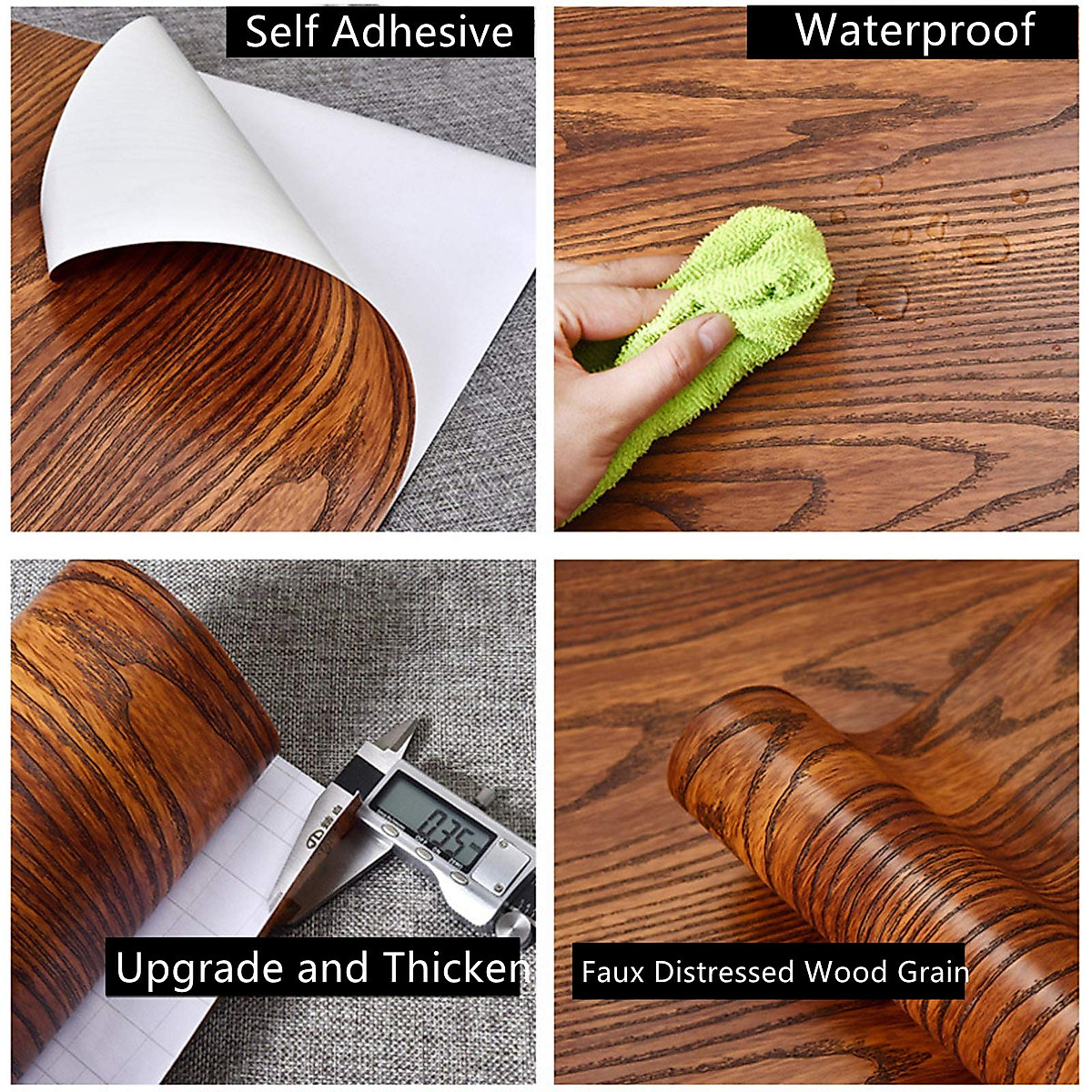 practicalWs Wood Grain Contact Paper Peel and Stick Wallpaper Removable Wall Paper Decorative Cabinet Vinyl Wrap PVC 15.8''×78.7''