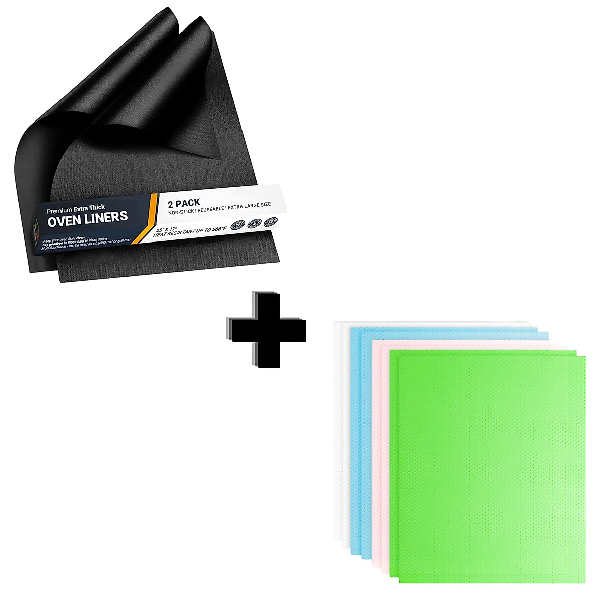 2 Pack Oven Liners and 8 Pack Refrigerator Liners Sheet Bundle - Say Goodbye to Messy Spills and Stains BPA & PFOA Free Kitchen Accessories