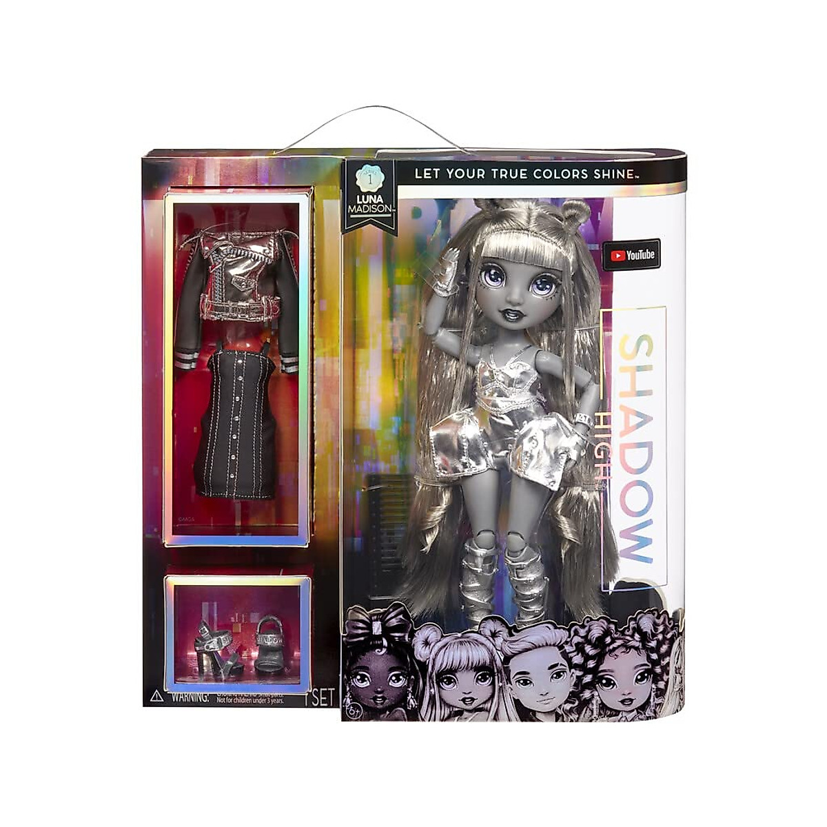Rainbow High Shadow Series 1 Luna Madison- Grayscale Fashion Doll. 2 Metallic Grey Designer Outfits to Mix & Match, Great Gift for Kids 6-12 Years Old and Collectors