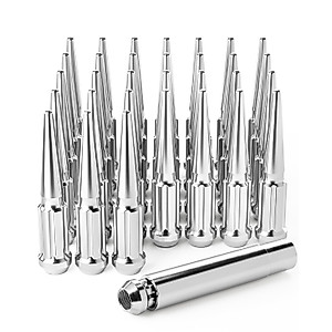 Orion Motor Tech 14mmx1.5 Lug Nuts Chrome 32 Piece, M14x1.5 Spike Lug Nuts Wheel Accessories Compatible with Chevy Ram Ford GMC