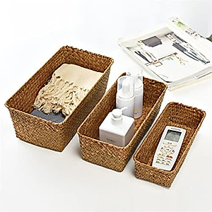 DLOETT Hand Woven Storage Basket Desktop Storage Box Grocery Storage Box Cosmetic Container Storage Box