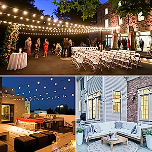 2-Pack 96FT(48×2) Outdoor String Lights for Patio with Waterproof Shatterproof Dimmable 2700K E12 LED Filament Bulbs, Linkable Commercial Grade Black Hanging String Lights for Garden Porch Backyard