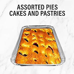 PARTY BARGAINS 4 LB Aluminum Foil Pans, 50 Pack, 12 x 8 x 1.7 Aluminum Pan for Cooking, Baking Cakes, Bread, Casserole, Roasting, Broiling, Steam Pan Set (Max 240°C)