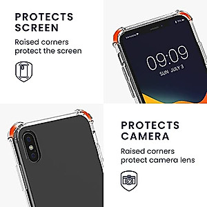 kwmobile Crossbody Case Compatible with Apple iPhone Xs Case - Clear TPU Phone Cover w/Lanyard Cord Strap - Black/Transparent