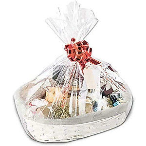 HappyBeeYo 100PCS Shrink Wrap Bags for Gift Baskets,24x32in 2 Mil Thick PVC Heat Shrink Bags Large Cellophane Wrap for Packaging,Gift Wrapping