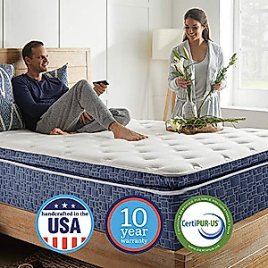 12 Inch Plush Pillow Top Hybrid Mattress, Gel Memory Foam and Innersping Support, Plush Feel, Full