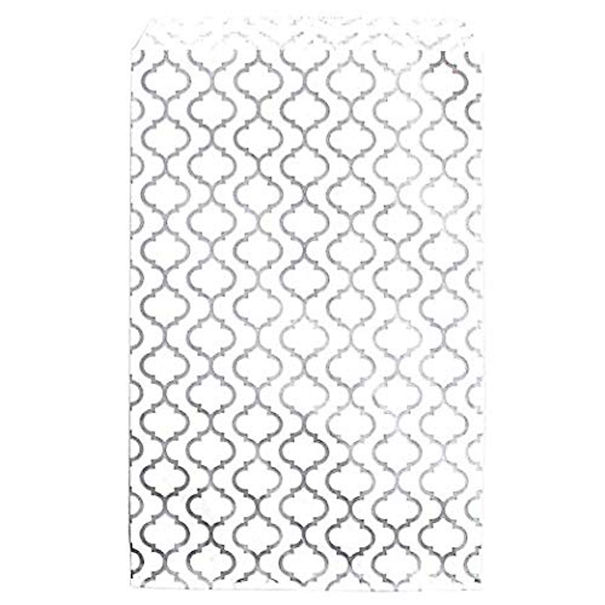 RJ Displays- 200 pieces Shimmering Silver Trellis Pattern Paper Merchandise Gift Jewelry Crafts, Party Favor, Fashion Accessories Tote Bags Size (6x9 Inches)