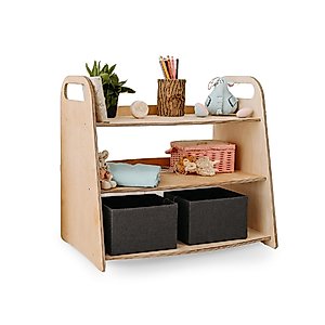 Goodevas Wooden Toy Storage Shelves & Book Shelf for Toddlers - Wood Toys Organizer Storage for Boys & Girls - Montessori Storage Shelf for Toddlers Room Made in Ukraine