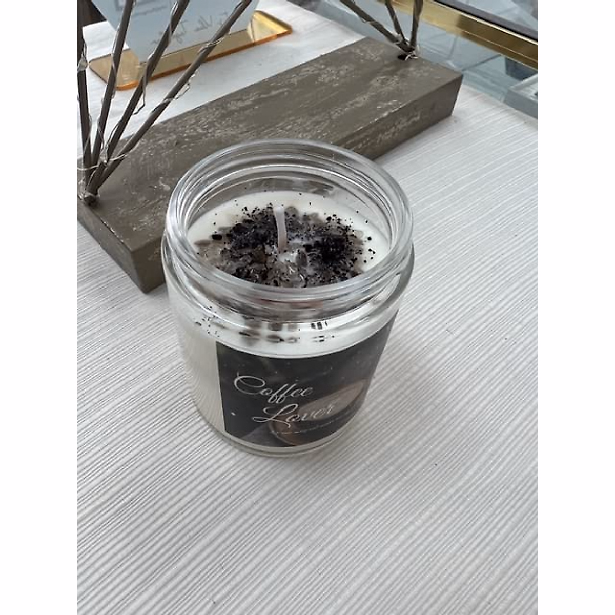 Coffee Smoky Quartz Crystal Soy Candle - Manifestation - Vegan Soy Candle Aromatherapy