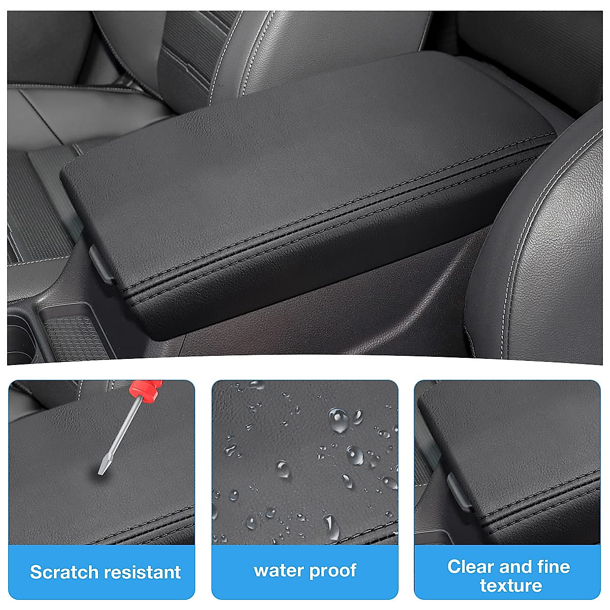 INTGET for 2025 2024 2023 Honda CRV Center Console Cover Leather Middle Armrest Cover Center Console Lid Protector for Honda CRV 2025 Accessories (Black Leather Console Cover)