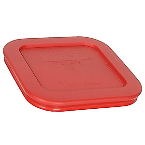 Pyrex 8701-PC 1 Cup Red Square Plastic Food Storage Lid, Made in USA - 4 Pack