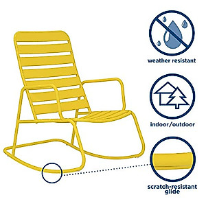Novogratz 88065YLW1E Poolside Roberta Outdoor Rocking Chair, Yellow