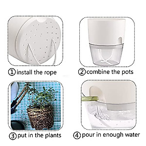 JFMAMJ Self Watering Planters, 5 Pack 6/4.1/3.2 Inch Self Watering Pots for Indoor Plants Wicking Pots, Modern Decorative Planter Pot for House Plants, Aloe, Herbs, African Violets, Succulents