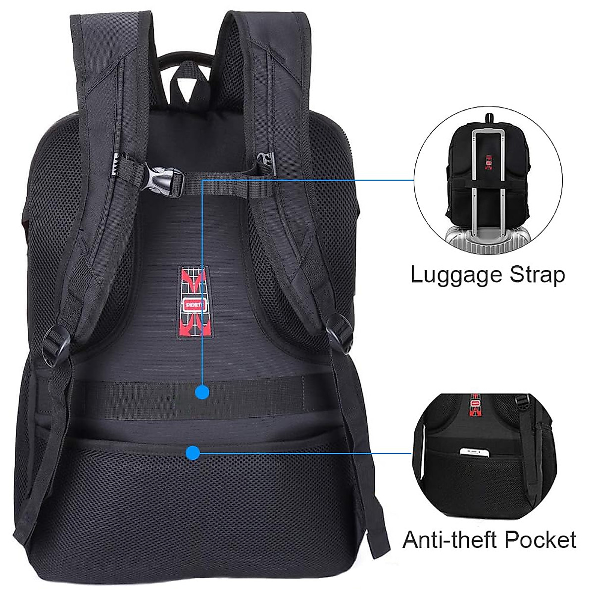 55L Travel Backpack with USB Charging Port TSA Friendly for Large Gaming Laptop 19.5 18 18.4 Inches Notebook Computer Bookbag for Men Students