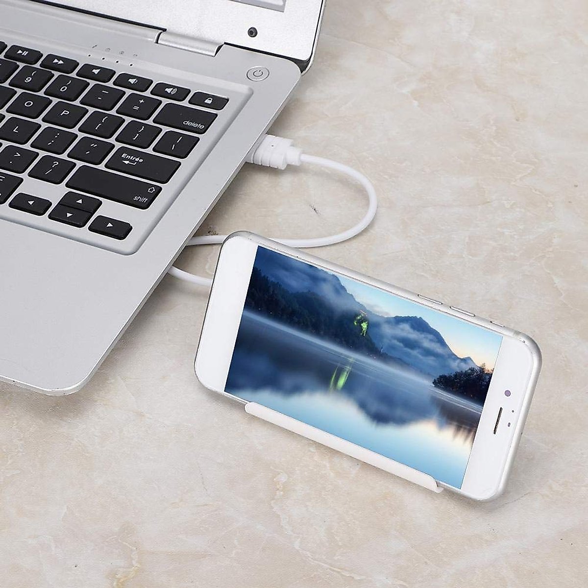 4 Port Multiple Interfaces USB Hub OTG Adapter for Phone Tablet Desktop with 480Mbps Data Transmissiom Rate, Strong Compatibility.