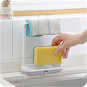 BESTONZON Rag Soap Rack Plastic Countertop Organizer Rack Removable Dishcloth and Sponge Drying Rack (Grey)