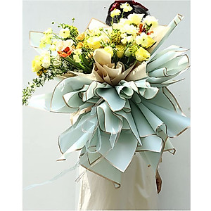 XICHEN 100 Sheets /10 Colors Gold Edge Flower Wrapping Paper,Florist Bouquet Supplies,DIY Crafts,Gift Packaging or Gift Box Packaging, Waterproof Floral Wrapping Paper 22.8x22.8Inch