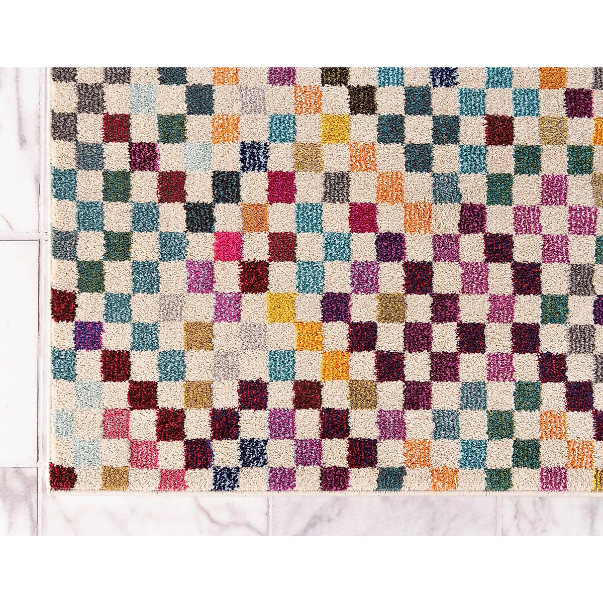 Unique Loom Chromatic Collection Modern Geometric & Vibrant Abstract Area Rug For Any Home Décor (5' 0 x 8' 0 Rectangular, Multi/ Beige)