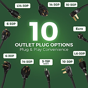 PRIMECOM Level 2 EV Charger 220/240V, 16A, 30ft & 50ft, Portable EVSE Electric Vehicle Charging Cable Compatible with Bolt Volt Leaf BMW i3 Fiat 500e Clarity NIRO Prius (10-30P, 30 Feet)