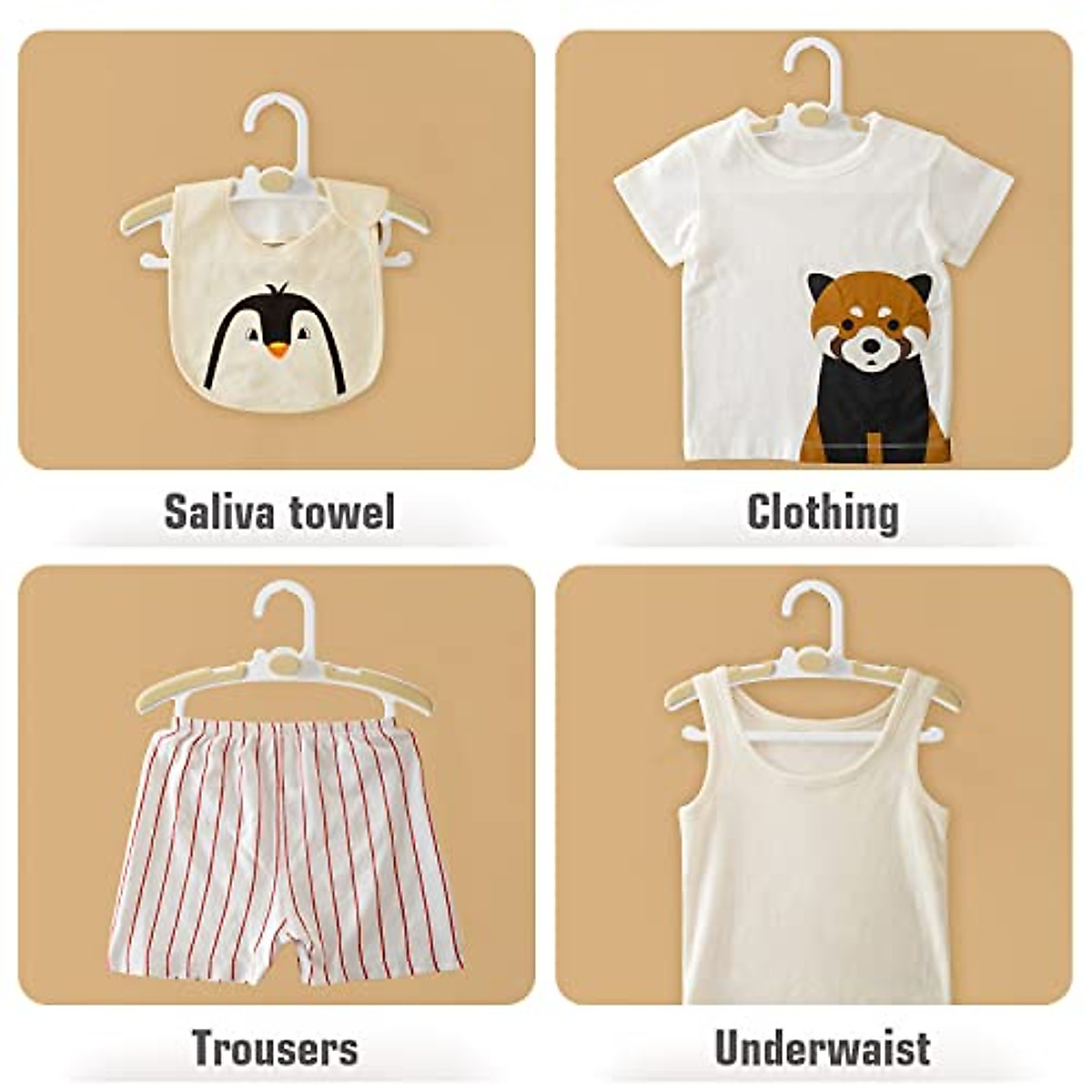 Baby Hangers for Closet Nursery Clothes, Pack of 20 Extendable Laundry Hanger for Newborn Clothing, with Space Saving Hooks & a Hanger Organizer, Adjustable Children Coat Hanger, Yellow