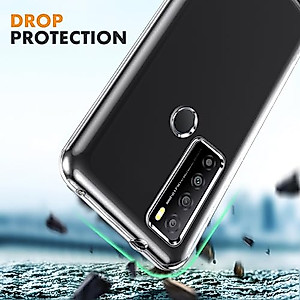 Dioxide Compatible for TCL 30XL Case with Screen Protector, Full Body Protection Case Transparent Silicone Bumpers Shockproof Case for TCL 30XL