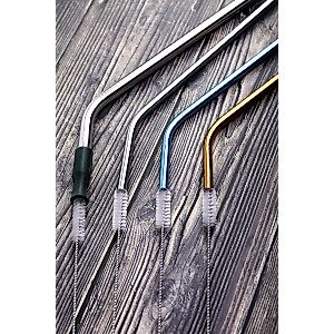 2 Drinking Straw Cleaning Brush LONG - Bristle Cleaner for Stainless Steel Drink Straws Heavy Duty Brushes For Washing Glass Silicone Metal Straws Tea Pot Spout Mini Micro Bottle