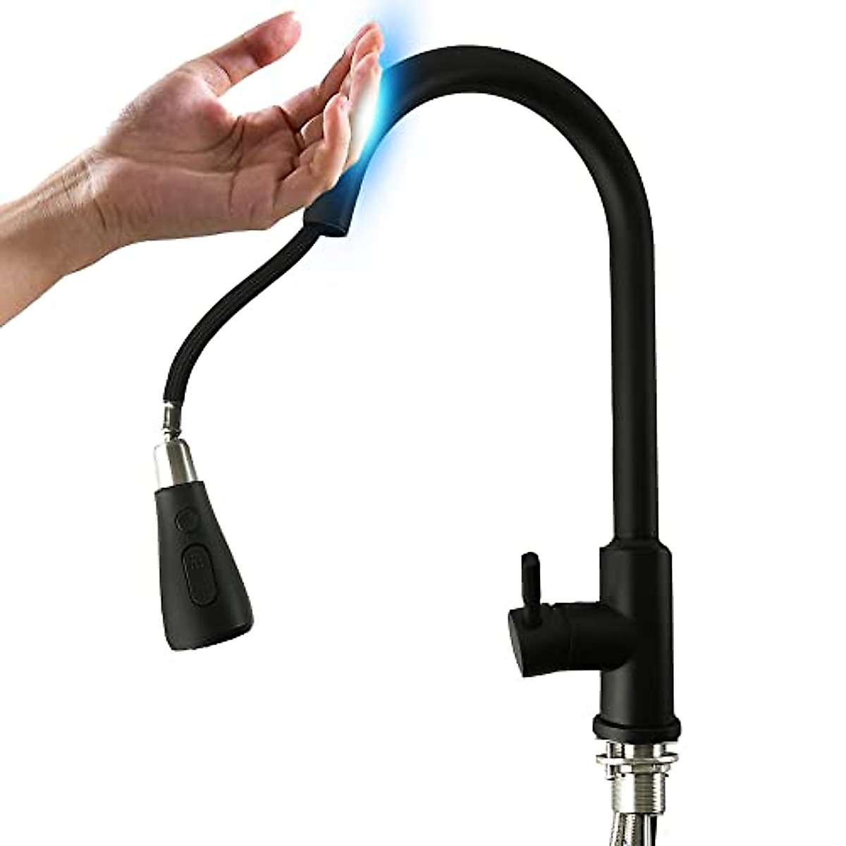 METHODEIGHT Smart Faucet - Single Handle High Arch Stainless Steel Touch Kitchen Faucet with Pull Down Sprayer, Excellent Kitchen Sinks Faucet with Touch Technology, Black