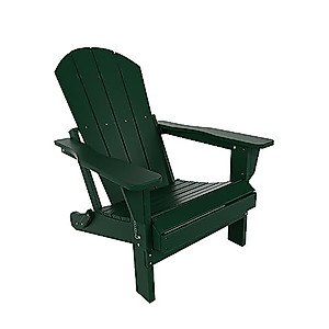 WO Home Furniture Adirondack Chair Lounger Outdoor Folding for Fire Pit, Beach, Balcony, Backyard, Lawn, Patio, Pool, Deck, Garden (Dark Green)