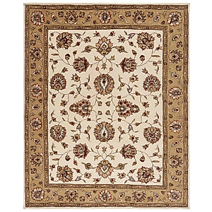 SAFAVIEH Total Performance Collection Area Rug - 9' x 12', Ivory & Beige, Hand-Hooked Oriental, Non-Shedding & Easy Care, Ideal for High Traffic Areas in Living Room, Bedroom (TLP416A)
