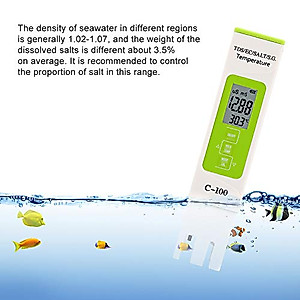 Water TDS Meter，5 in 1 TDS, EC, Salinity,Temperature Meter, Specific Gravity of Sea Water Accurate & Reliable ppm Meter,Digital Water Tester for Drinking Water, Aquariums, Swimming Pool, Hydroponic S