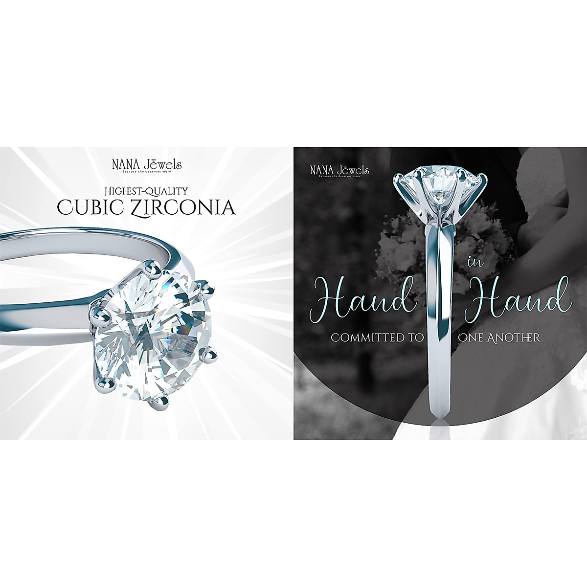 NANA Jewels 2.00ct Matrix Simulated Diamond Solitaire Engagement Ring Wedding Set w/Pure Brilliance Zirconia Size 7