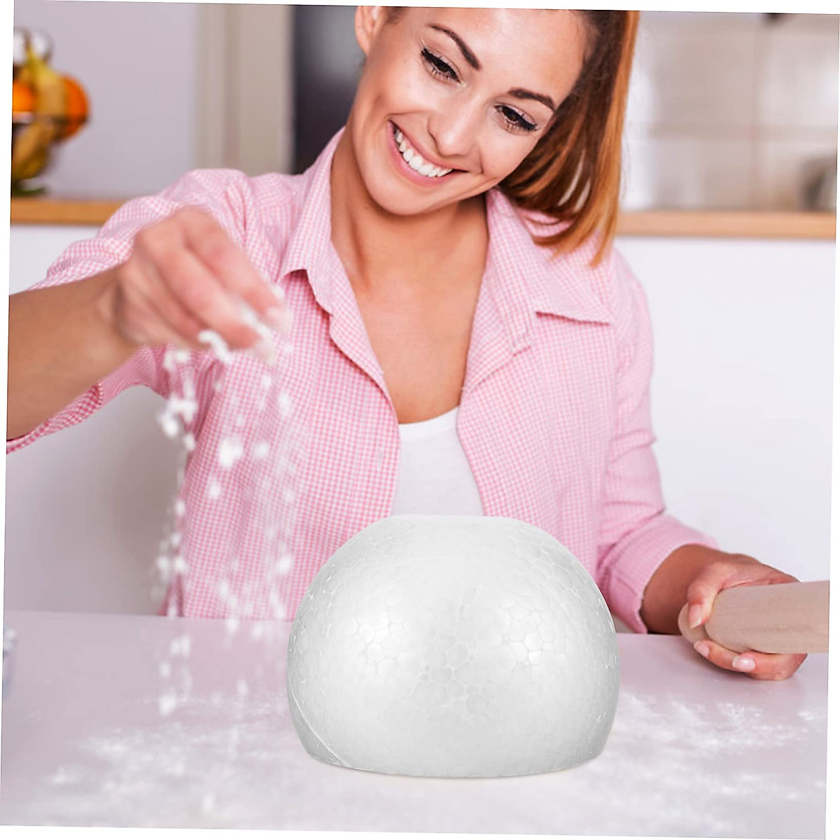 FUNOMOCYA Spherical Cake Mold polystyrene Cake Dummy Cake Rounds Half Ball Cake Dummy Blocks Wedding Ceremony Decorations Multi-Function Cake Model to Rotate White Foam Flat Party Supplies