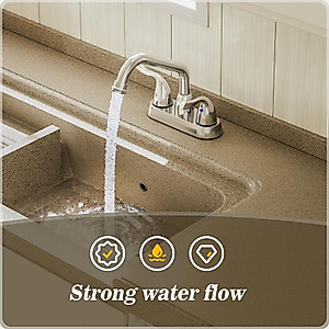 Phiestina Centerset 4-Inch 2 or 3 Hole Chrome Utility Sink/Laundry Faucet, with Rotatable Swivel 360° Spout and Threaded End, with Water Supply Line, BF025-7-C