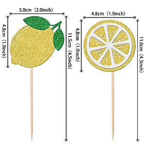 24 PCS Lemon Cupcake Toppers Glitter Fruit Theme Lemonade Party Cupcake Picks for Lemon Theme Baby Shower Wedding Engagement Bridal Shower Birthday Main Squeeze Party Cake Decorations Supplies