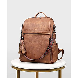 FADEON Leather Backpack Purse for Women Designer Ladies Shoulder Book Bag Fashion PU Convertible Travel Backpack Purses and Shoulder strap