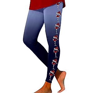 AMDBEL Womens Athletic Leggings High Waisted,Christmas Leggings for Women,Red Wine Glass Pattern Gradient Yoga Pants Fashion High Waist Workout Holiday Leggings