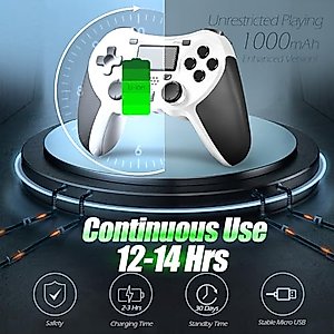 TERIOS Wireless Controllers Compatible with Play-station 4 Game Controllers for PS-4 Pro, PS-4 Slim-Built-in Speaker - Stereo Headset Jack Multitouch Pad - Rechargeable Lithium Battery (White)