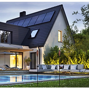 BIRDROCK HOME 4 Pack Round Outdoor Torches - Bronze - Flame Light Torch - Backyard Garden Patio Lighting - Metal Lamp - Decorative Urban Lantern