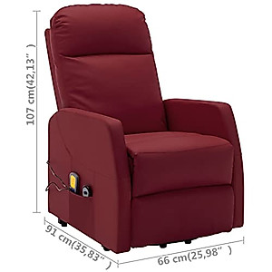 AJSEOYBS Massage Recliner,Chair Adjustable Home Theater Seating,Single Recliner Sofa Chair,Stand-up Massage Recliner Wine Red Faux Leather