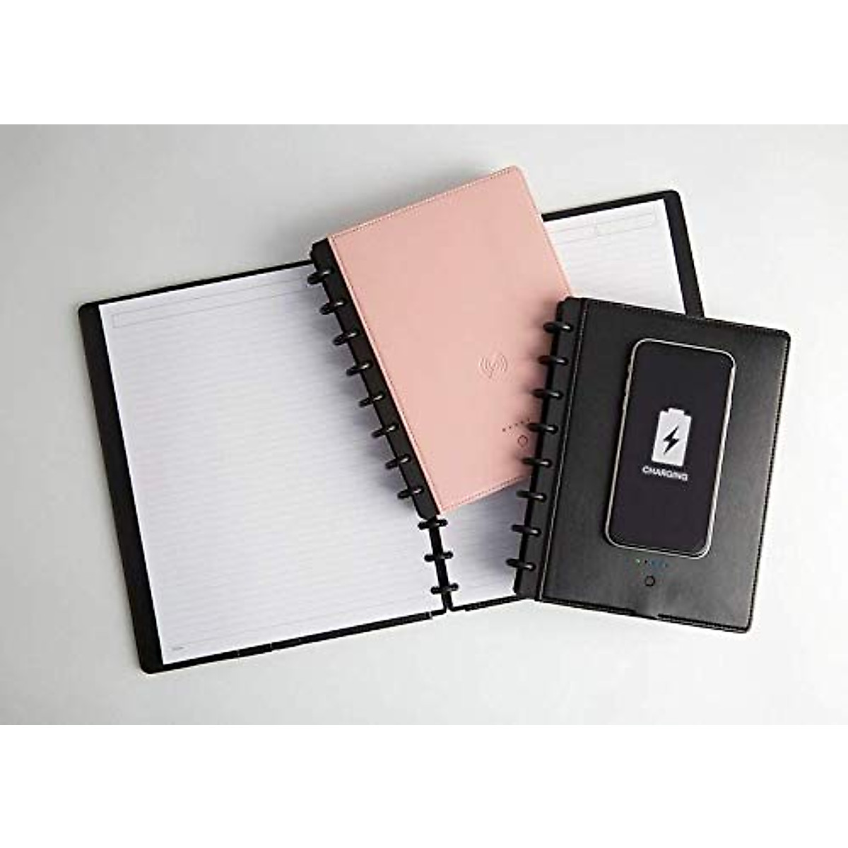 TUL Wireless Charging Discbound Notebook, Leather Cover, Letter Size, Black