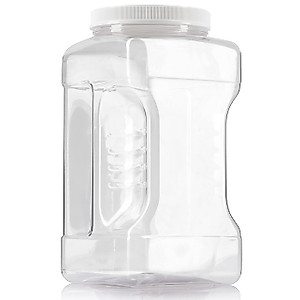 JUVITUS 1 Gallon / 128 oz / 4 Quart Square Storage Refillable PET Plastic (BPA Free) Container Jar