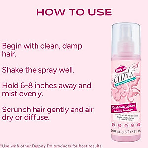 Dippity Do Curl Boost Spray - Weightless Leave-In Spray for Frizz-Free, Shiny, Bouncy Curls - Wheat Protein and Silk Amino Acids - 200 mL/6.7 fl oz