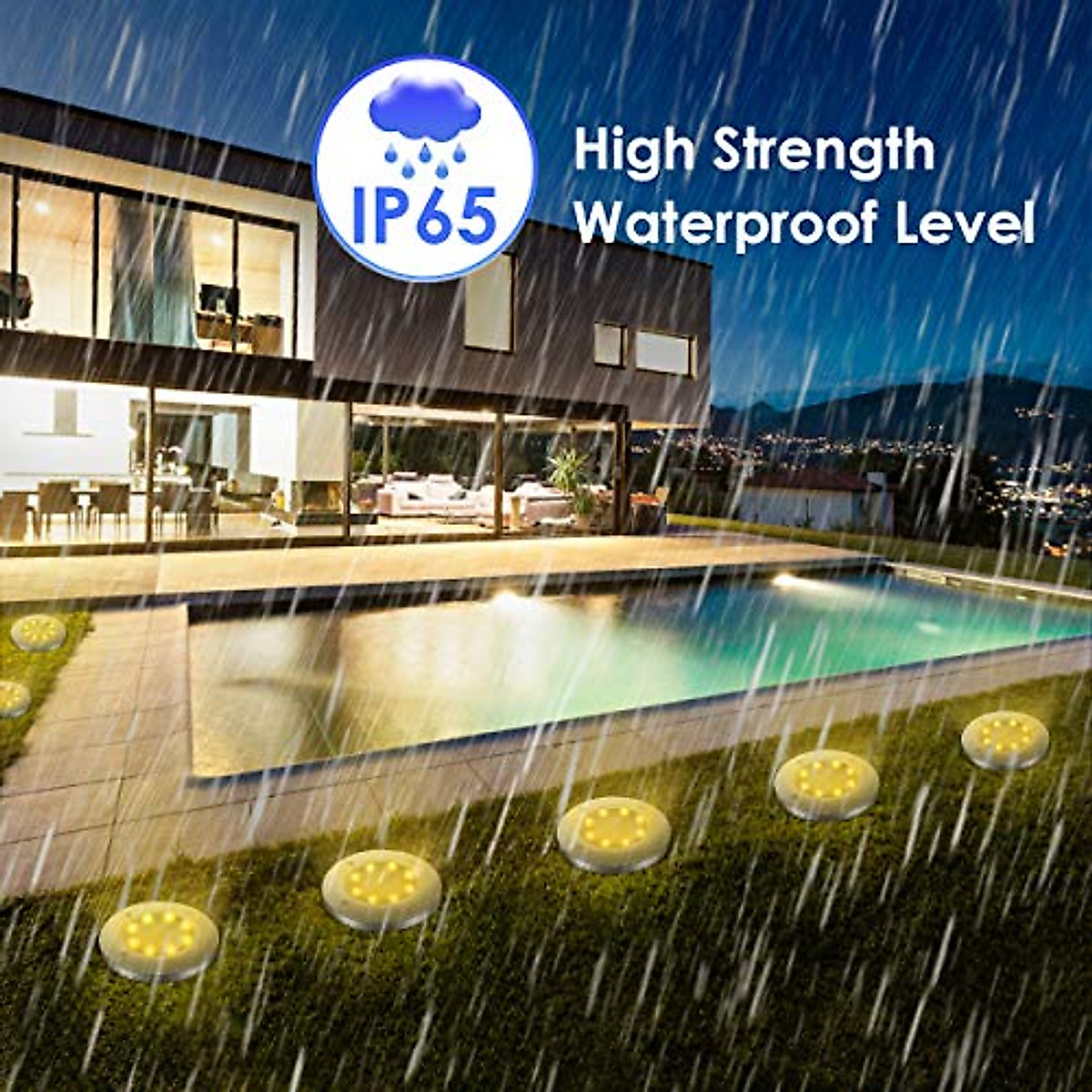 Solar Lights Outdoor, Disk Lights LED Garden Lights Solar Powered Waterproof In-Ground Outdoor Landscape Lights for Patio Pathway Garden Lawn Yard Driveway Deck Walkway, Solar Ground Lights(8 Packs)