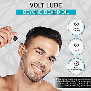 VOLT Lube Mens Beard Oil & Hair Softener with Jojoba & Argan Oil, 1 Fl Oz (30 ml) Bottle Unscented