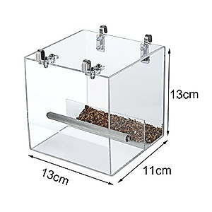 Automatic Bird Feeder No Mess Bird Cage Pet Feeder Seed Food Container for Parakeet Canary Cockatiel Parrot Finch Canary Acrylic (Small)