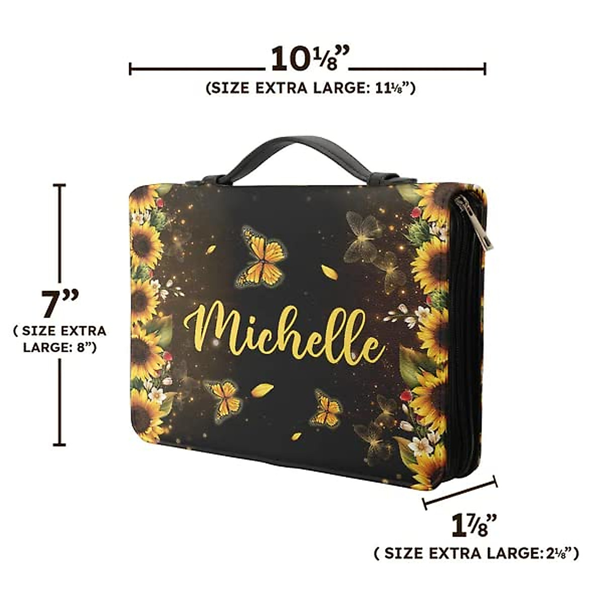 Dont Be Afraid Just Believe Mark 5 36 Sunflower Butterfly Christian Gifts Custom Book Bible Cover Premium Faux or Top Grain Leather