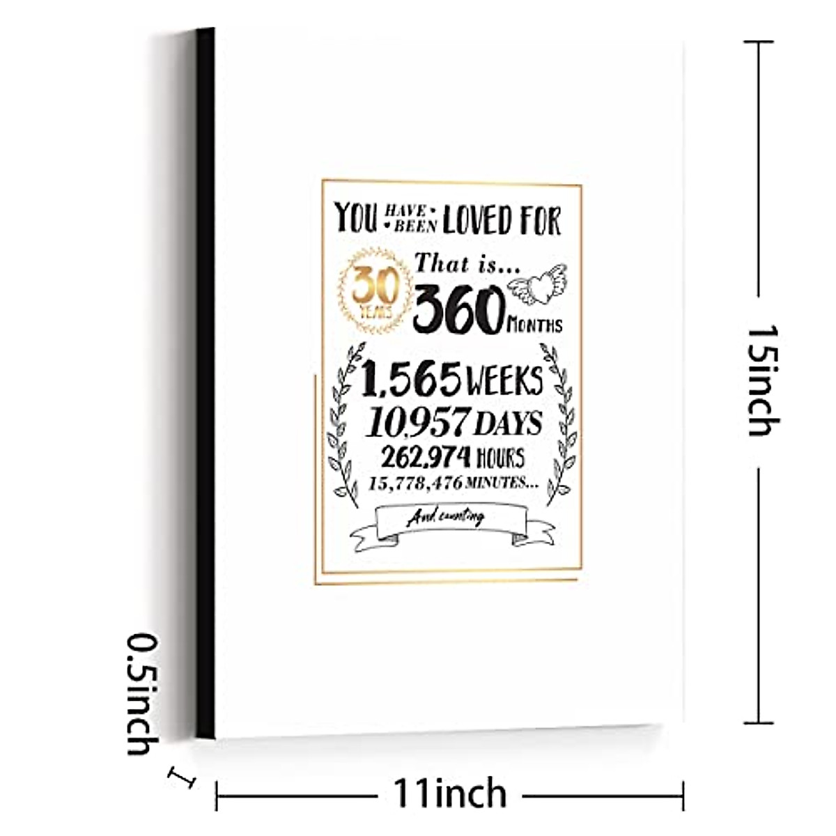 You Have Been Loved for 30 Years Guest Canvas - 30th Birthday Decorations - Great 30th Anniversary or 30th Birthday Gifts for Her Man Woman Sister Friend Family-11x15x1 Inch