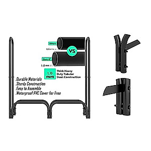 CALIDOLA 4ft Firewood Rack Heavy Duty Indoor Outdoor Firewood Storage Log Rack with Cover，Black Round Tube